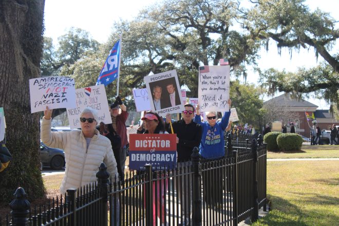 Demonstrators take part in nationwide “Free America Walkout” movement ...